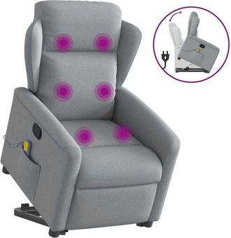 vidaXL Massagesessel mit Aufstehhilfe Hellgrau Stoff - Vidaxl