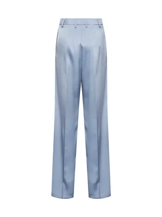 Blanca Vita Womens Powder Blue Satin Straight Trousers Polyester
