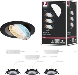 Paulmann 92258 EBL Set Aumus schwenkbar 3-Stepdim LED 3x750lm 2700-6500K 5W 230V Schwarz matt