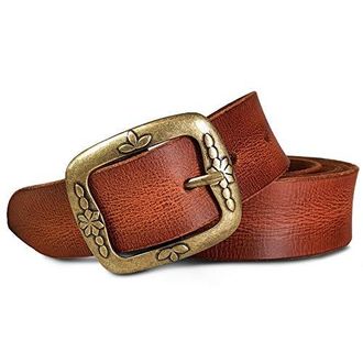 Royalz vintage Ceinture en cuir pour dames en cuir de buffle 38mm de large Ceinture en jeans pour dames en cuir pleine fleur à découper, taille:115, Couleur: