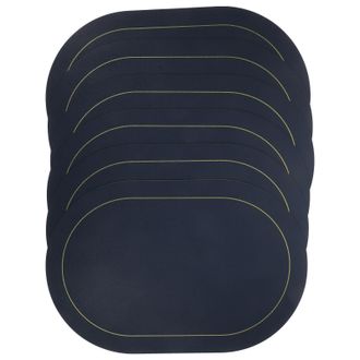 BESPORTBLE TOVINANNA 6 St&uuml;ck PU Platzset Hitzebest&auml;ndig und Wasserabweisend Ovales Tischset in Blau Gelb Rutschfestes Esszimmer und K&uuml;chendekor f&uuml;r Zuhause Resta