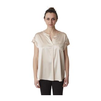 Caliban Offenes Kragen Kurzarmhemd - - Blouses & Shirts - Damen - Beige - L