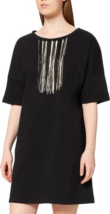 Find. FIND Damen Partykleid Fringe Detail 70558A, Knielang, Gr. Large, Schwarz (Black)