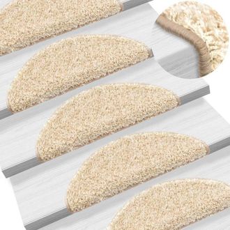 vidaXL Stufenmatten 15 Stk. 56x17x3 cm Creme Halbrund Vidaxl