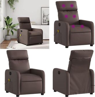 vidaXL Massagesessel Braun Kunstleder - Massage Stuhl - Relaxstuhl - TV-Sessel - Bequeme Lounge - Lederlook - Home & Living