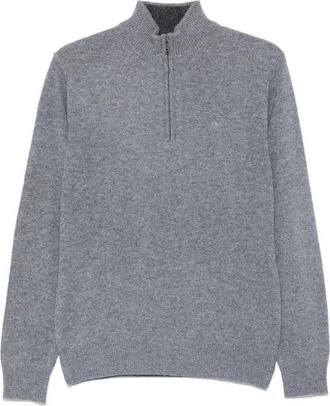Hackett Pull zipp&eacute; en laine dagneau - Homme - Pulls - Gris - Taille: XL