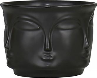 DOITOOL Blumentopf mit M&auml;nnergesicht Design Kleiner Schwarzer Keramik Sukkulenten Pflanztopf Platzsparend f&uuml;r Schreibtischdekoration Vielseitiger Pflanzenbeh&auml;