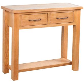 vidaXL vidaXL Table console avec 2 tiroirs 83x30x73 cm Bois de ch&ecirc;ne massif