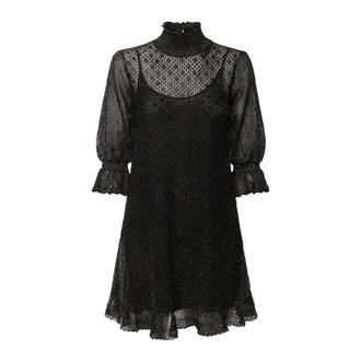 Chlo&eacute; Minikleid mit R&uuml;schen und Puff&auml;rmeln - - Dresses - Damen - Schwarzk - M