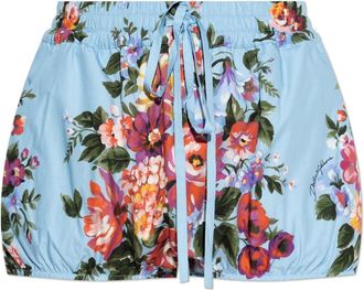 Dolce & Gabbana Femme, Shorts, Bleu, Taille: 40 FR Culotte en popeline de coton &agrave; imprim&eacute; bouquet de fleurs