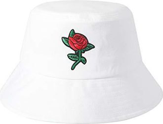 ZLYC Chapeau bob brodé, Tendance, Unisexe - Chapeau dété, Chapeau de pêcheur pour Homme et Femme (Rose/Blanc)