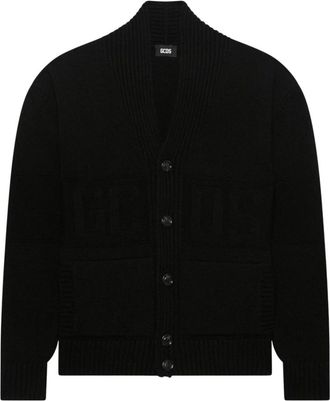 GCDS Gcds, Homme, Pulls, Noir, Taille: M Logo Buttoned Cardigan