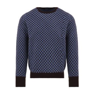 Drumohr Biscottino Cashmere Rundhals-Pullover - - Knitwear - Herren - Blau - L