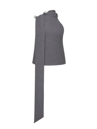 Giuseppe Di Morabito Womens One-Shoulder Grey Virgin Wool Top Tops