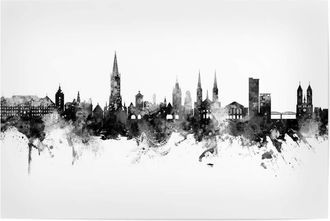 artboxONE Poster 90x60 cm Städte Freiburg Germany Skyline Black - Bild Freiburg City Cityscape
