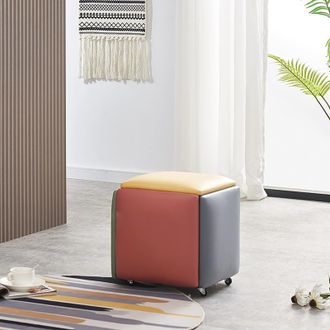 Generic 5-in-1 Stapelbares Ottoman-Würfelset Aus Leder Mit Rädern, Multifunktionaler Fußhocker Und Bank, Gepolsterte Fußstütze for Wohnzimmer, Schlafzimmer, G