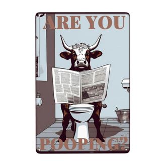 Generic Kacken Sie Eine Kuh Und Lesen Sie Zeitung Metall Wanddekoration Lustiges Blechschild Vintage Dekoschild F&uuml;r K&uuml;che Cafe Wohnzimmer