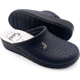 Sani Anatomische Gesundheitsschuhe für Damen, Hausschuhe aus echtem Leder, orthopädische Schuhe, rutschfest, hergestellt in Italien, blau, 37 EU