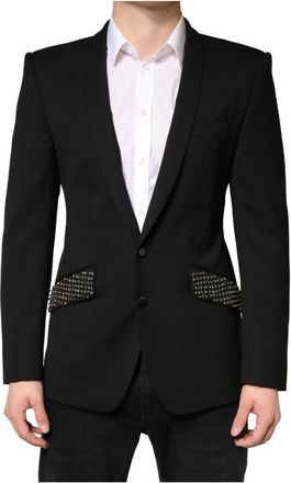 Dolce & Gabbana Homme, Vestes, Noir, Taille: M Blazer Crois&eacute; Orn&eacute;