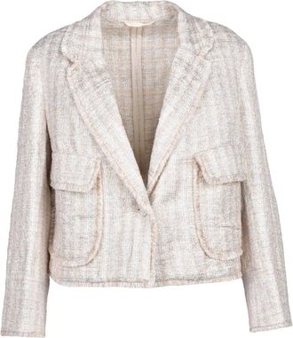 Seventy Femme, Vestes, Beige, Taille: 42 FR Blazer Lam&eacute;