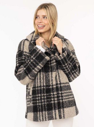 Zwillingsherz Winterjacke Karo Reverskragen, Karo-Muster, w&auml;rmend