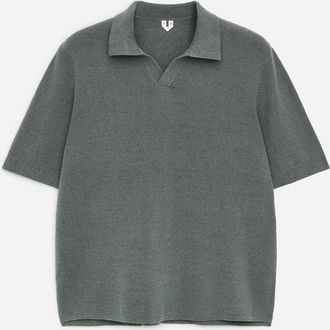 Arket Poloshirt Aus Baumwoll-Leinen -Grau