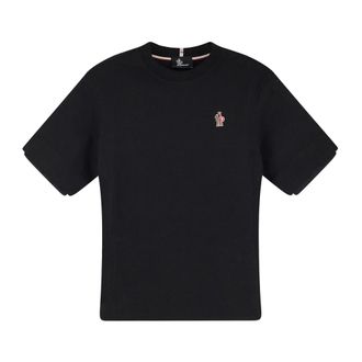Moncler Femme, Tops, Noir, Taille: 36 FR Logo Cotton T-Shirt