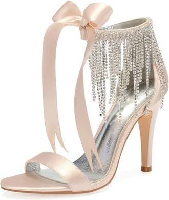 Generic Chaussures De Mariage Sandales &Agrave; Talons Hauts Femmes Mari&eacute;e Sexy Open Toe Stylet Talons Bureau Travail Soir 10.5Cm,Champagne,41 EU