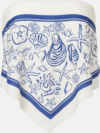 SIMKHAI Bedrucktes Bandeau-Top aus einem Leinengemisch