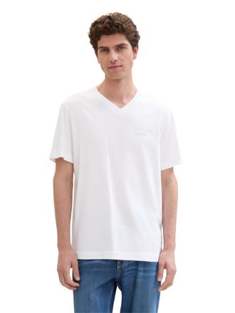 Tom Tailor Herren T-Shirt im verwaschenen Look, White, XL