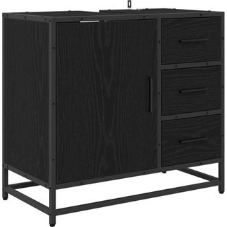 vidaXL Cabinet de salle de bain avec tiroir Chêne noir 65 x 33 x 60 cm vidaXL