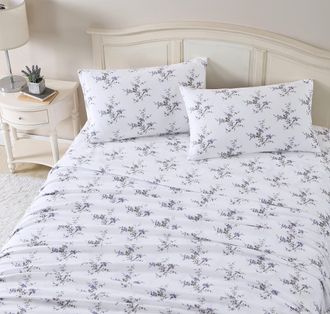 Laura Ashley Bettwäsche-Set für Queensize-Bett, Baumwoll-Flanell-Bettwäsche, gebürstet für zusätzliche Weichheit und Komfort (Jessika Lavender, Queen)