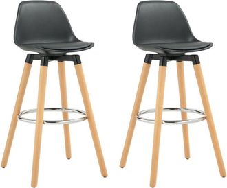 HOMCOM Lot de 2 tabourets de bar - HOMCOM - dossier et repose-pieds, assise rembourrée - PU - 43 x 43 x 91 cm - noir