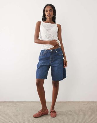 Abercrombie & Fitch &Auml;rmelloses Strickoberteil in Hellbeige-Wei&szlig;