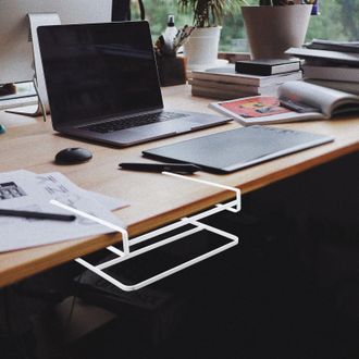 FOMIYES Laptophalterung für unter Den Schreibtisch Hängekorb aus Draht Platzsparendes Aufbewahrungsregal für Schreibwaren und Notizen rutschfest für Studenten