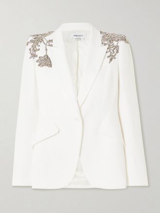 Alexander McQueen Blazer En Crêpe À Ornements - Ivoire