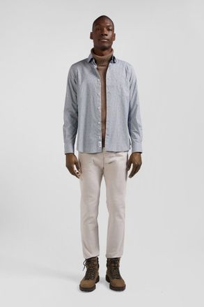 Eden Park Chemise En Coton &Agrave; Micro-motifs Bleu Ciel Coupe Slim