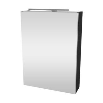 Fackelmann Luna Spiegelschrank mit LED-Beleuchtung - Alibertschrank f&uuml;r Bad und G&auml;ste-WC (50 x 68 x 15,3 cm) - SBC Badschrank mit Spiegel in Schwarz/Anthrazit - 