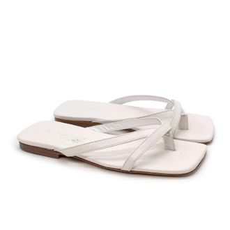 by FAR Deni White Leather Flat Sandals Size 36