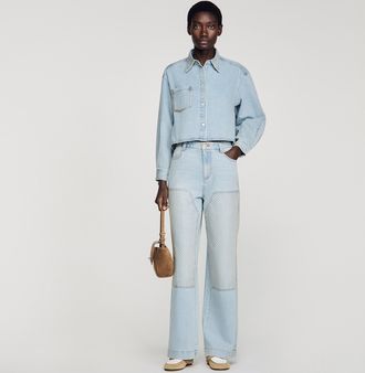 Sandro Kurzes Jeanshemd mit Strass