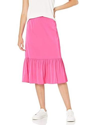 The Drop Jerry Jupe Midi à Enfiler pour Femme, Extensible et Soyeuse, Ourlet Large, Taille Élastiquée dans le Dos, Rose Fuchsia, Taille XL
