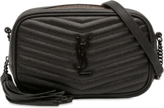Saint Laurent Hobo Bags - Mini Grain de Poudre Monogram Monochrome Lou Camer - Gr. unisize - in Schwarz - f&uuml;r Damen