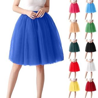Generic Jupe en tulle pour femme - L&eacute;g&egrave;rement opaque - Avec taille haute &eacute;lastique - &Eacute;l&eacute;gante - Couleur unie - Jupe midi rockabilly - Jupe midi - Pour carnava