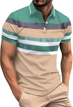 Generic T-shirt ray&eacute; pour homme d&eacute;contract&eacute; et tendance avec impression num&eacute;rique 3D, kaki, XXL