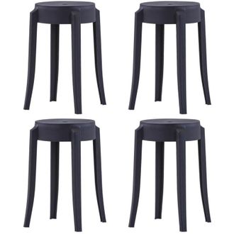 vidaXL Vidaxl - Tabourets empilables lot de 4 noir plastique
