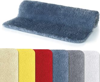 Spirella Badteppich Badvorleger Duschvorleger Fino Supersoft Hochflor waschbar, rutschfest Badematte 40x60 cm - Blau, Blue, 40 x 60 cm