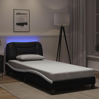 vidaXL Vidaxl - Cadre de lit avec led sans matelas noir et blanc 90x190 cm