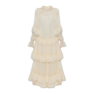 Chlo&eacute; Maxikleid mit langen &Auml;rmeln - - Dresses - Damen - Beige - XS