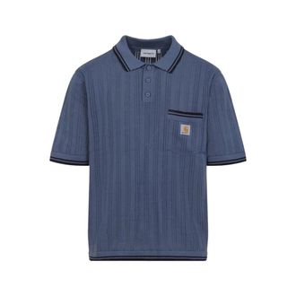 Carhartt Work in Progress Striped Trim Polo Shirt - - Tops - Herren - Blau - XL