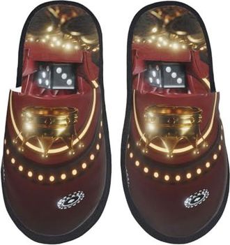 Generic Casino King Et Les Cartes &Agrave; Jouer Femme Homme Slippers Confortable Chaussons Antid&eacute;rapantes Chaussures De Maison Pour Automne Ext&eacute;rieur Int&eacute;rieur L